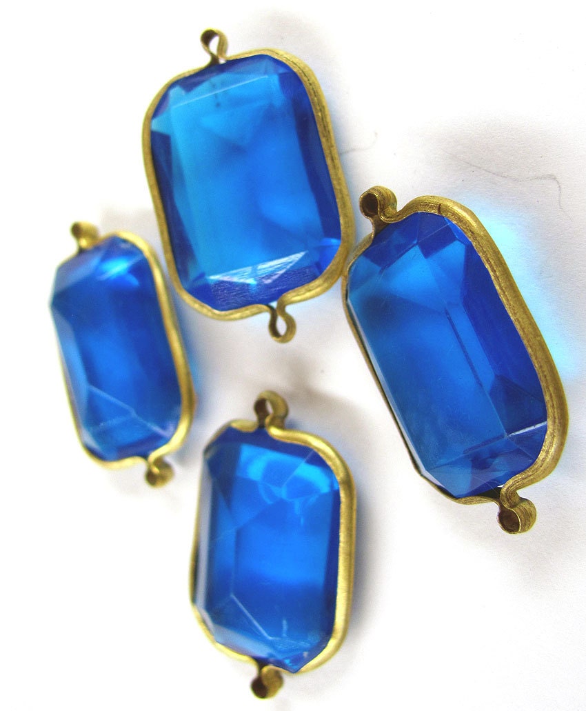 6 Vintage Lucite Blue Rectangle Connectors Channels 32X20 Mm | Etsy