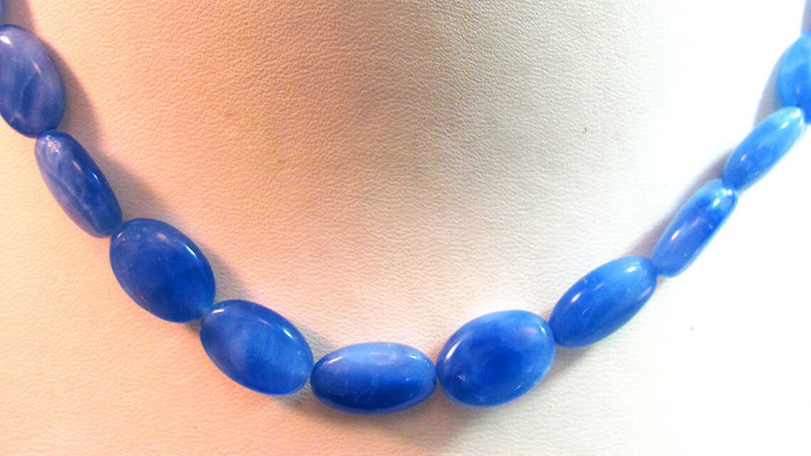 28 Blue Denim Polished Jade Beads 15X10 Mm - Etsy