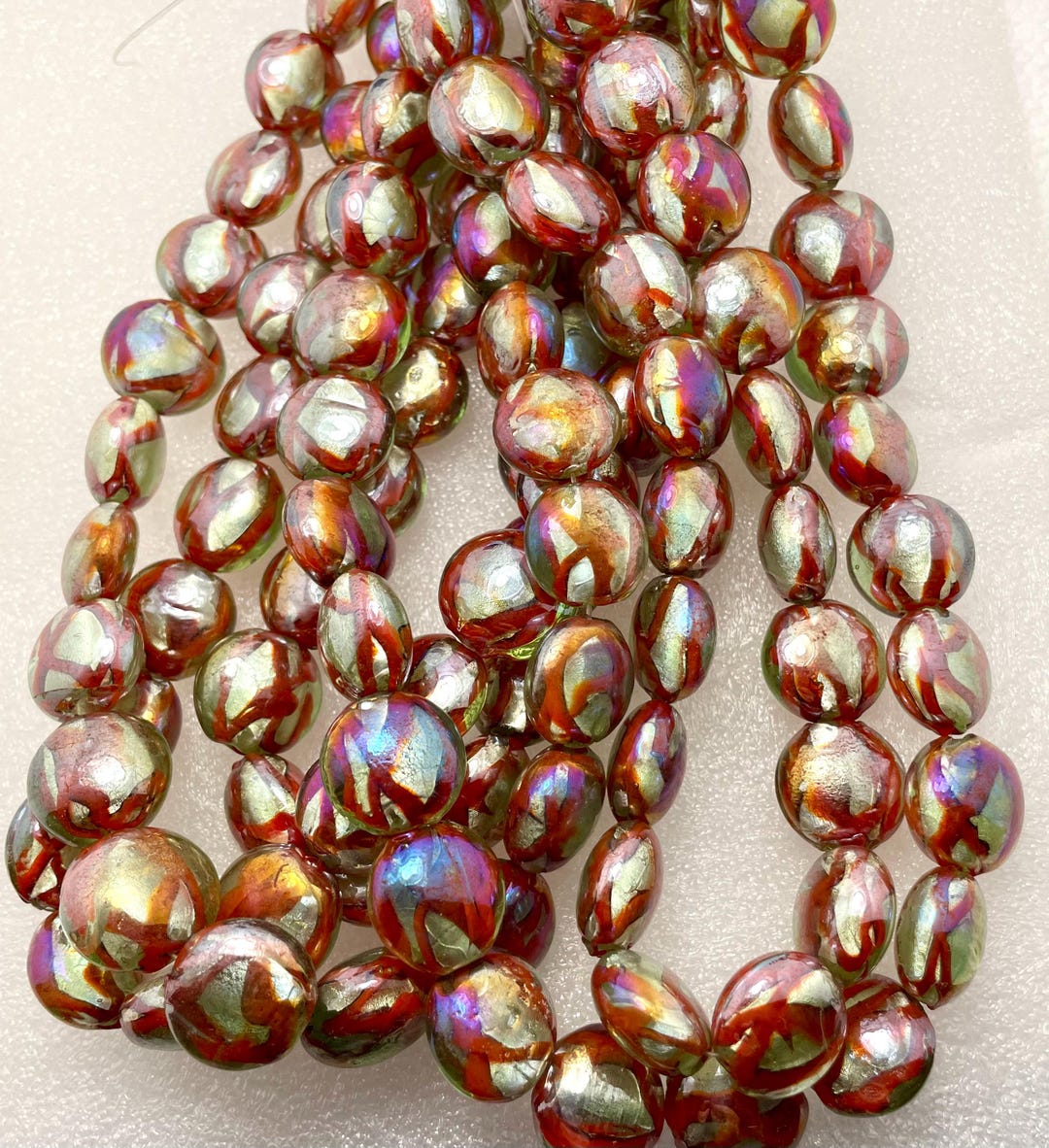 12 Red Topaz Silver Foil Core Coin Glass Lampwork Beads 16 Mm - Etsy