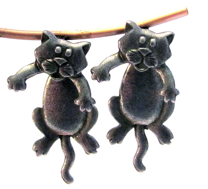 Hanging Cat Pierced Earrings - Etsy