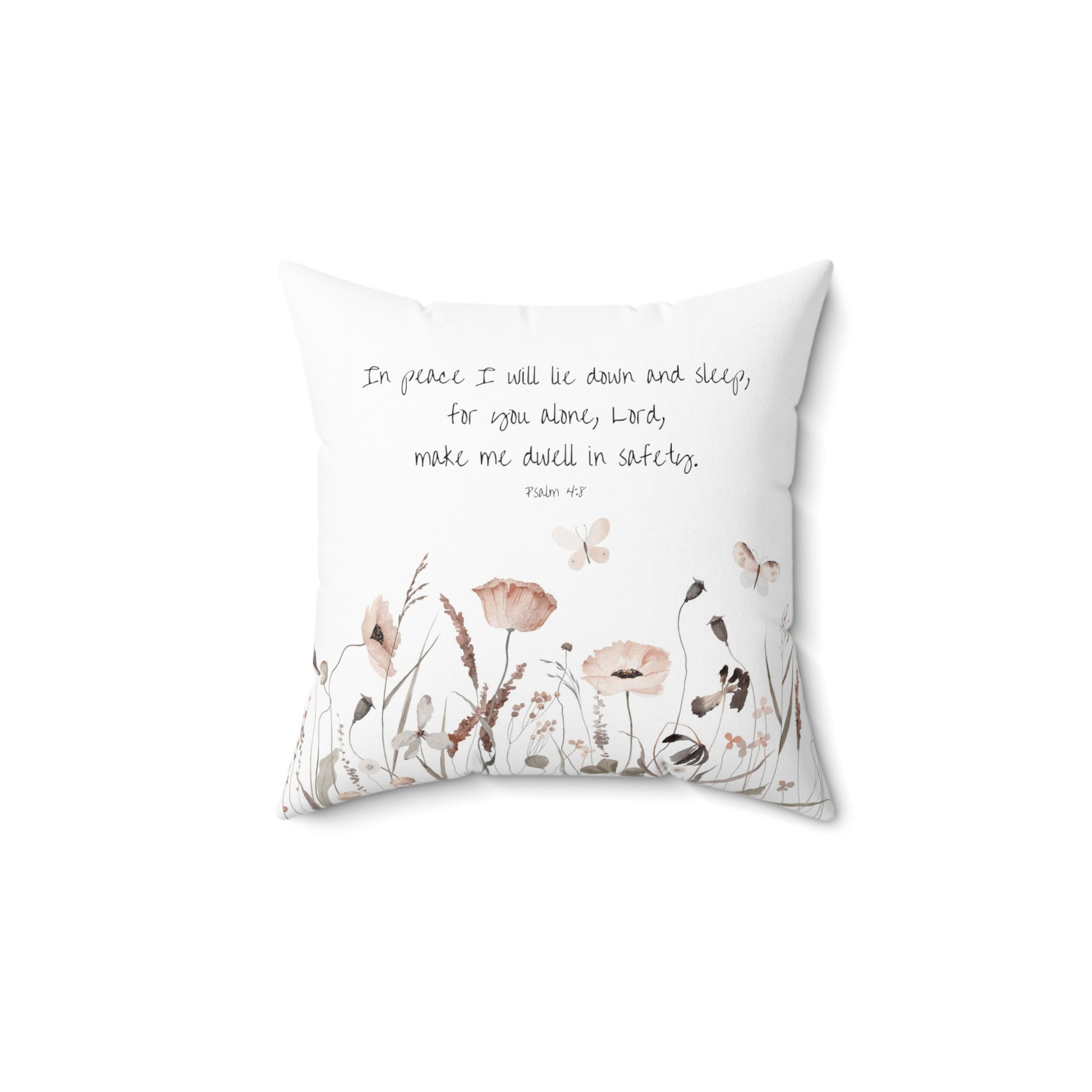 Psalm 4:8 Christian Bible Verse Pillow, Inspirational Scripture Cushion ...