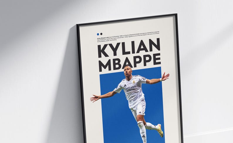 Kylian Mbappe Poster, Real Madrid Poster, Kylian Mbappe Print Art, Gift ...