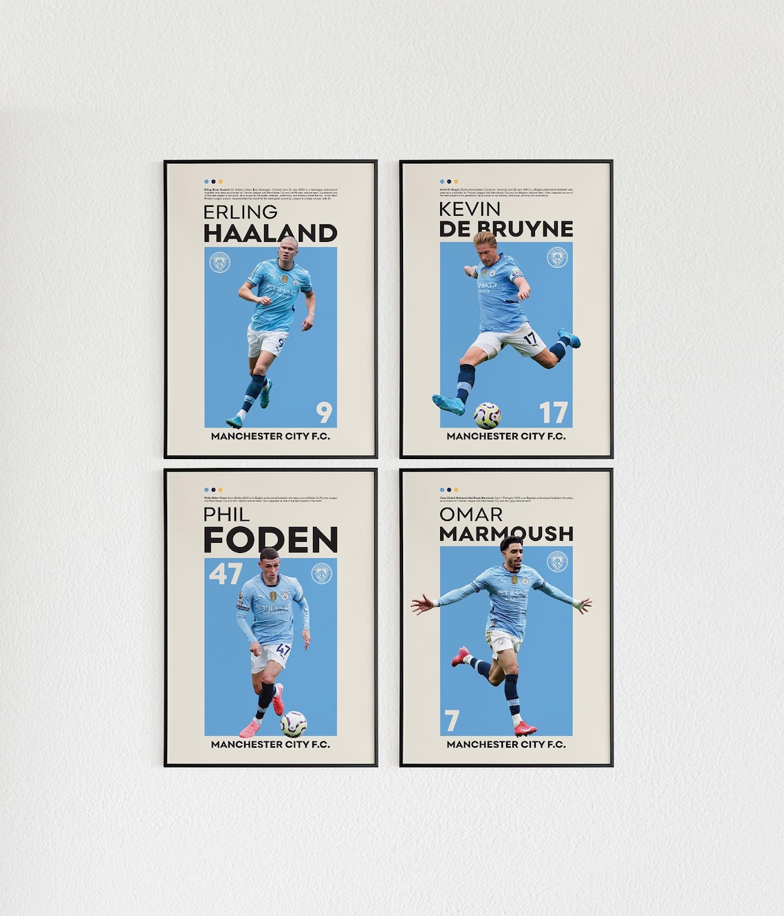 Manchester City Poster Gift Set of 4 Bundle, Manchester City Poster Set ...