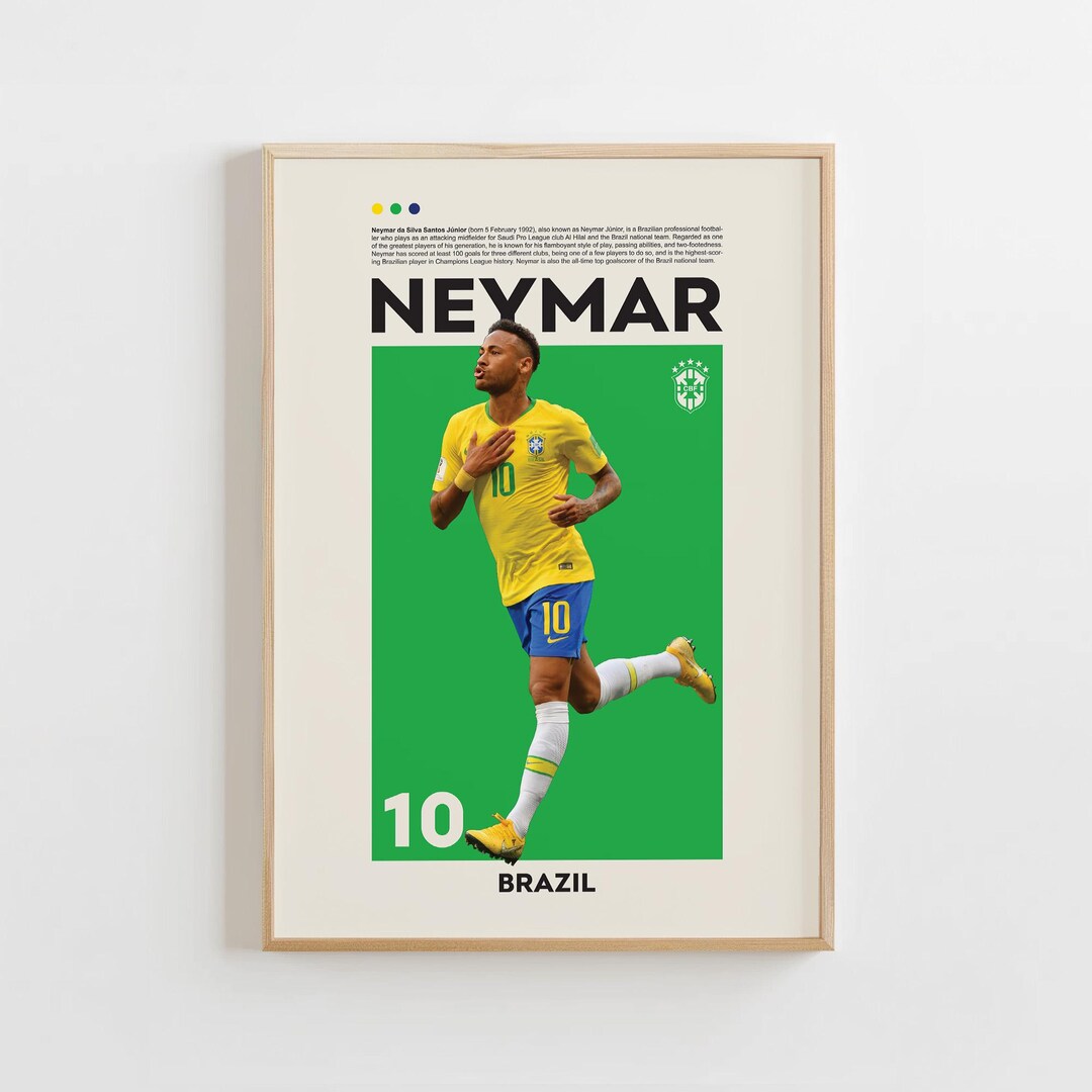 Neymar Poster, Brazil Poster, Neymar Print Art, Gift Poster, Brazilian ...