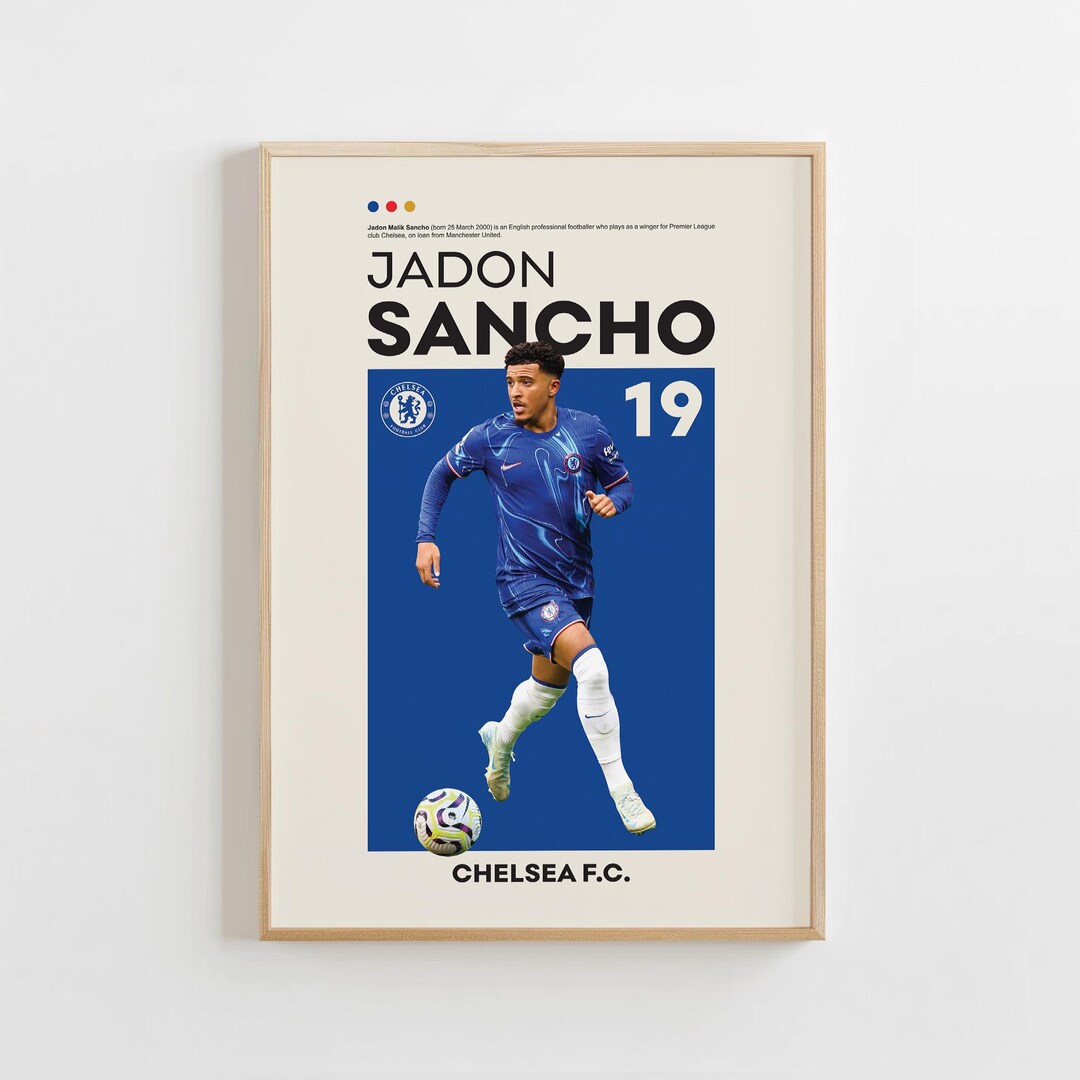 Jadon Sancho Poster, Chelsea Poster, Jadon Sancho Print Art, Gift ...