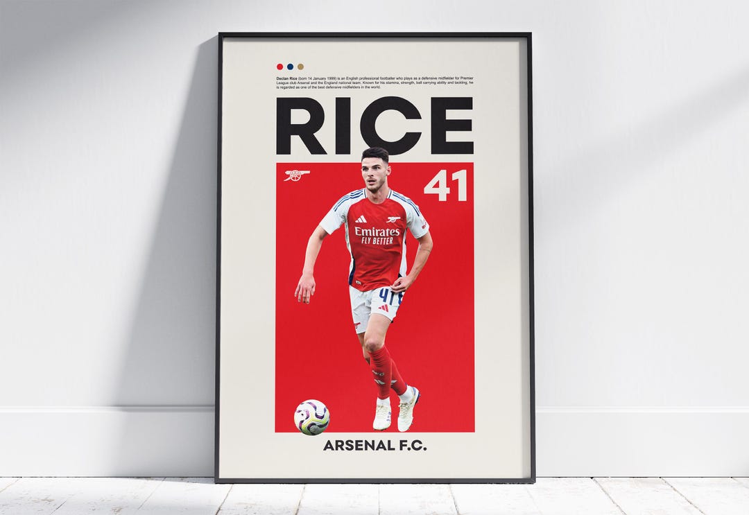 Declan Rice Poster, Arsenal Poster, Declan Rice Print Art, Gift Poster ...