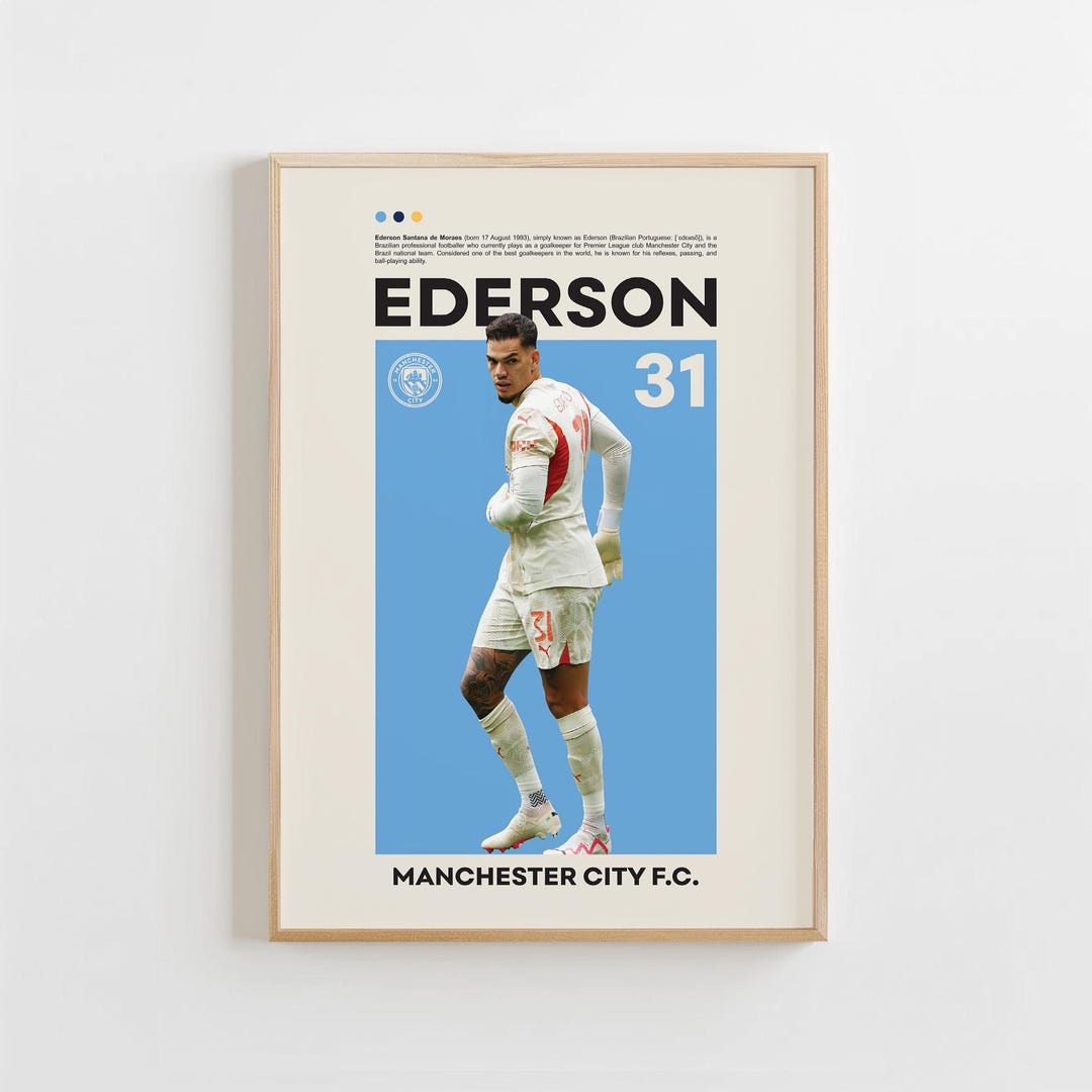 Ederson Poster, Manchester City Poster, Ederson Print Art, Gift Poster ...