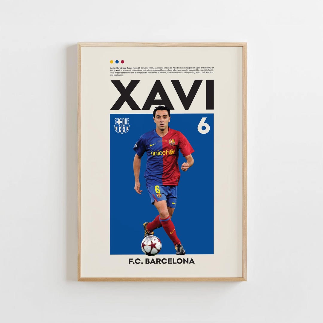 Xavi Poster, Barcelona Poster, Xavi Print Art, Gift Poster, Spanish ...