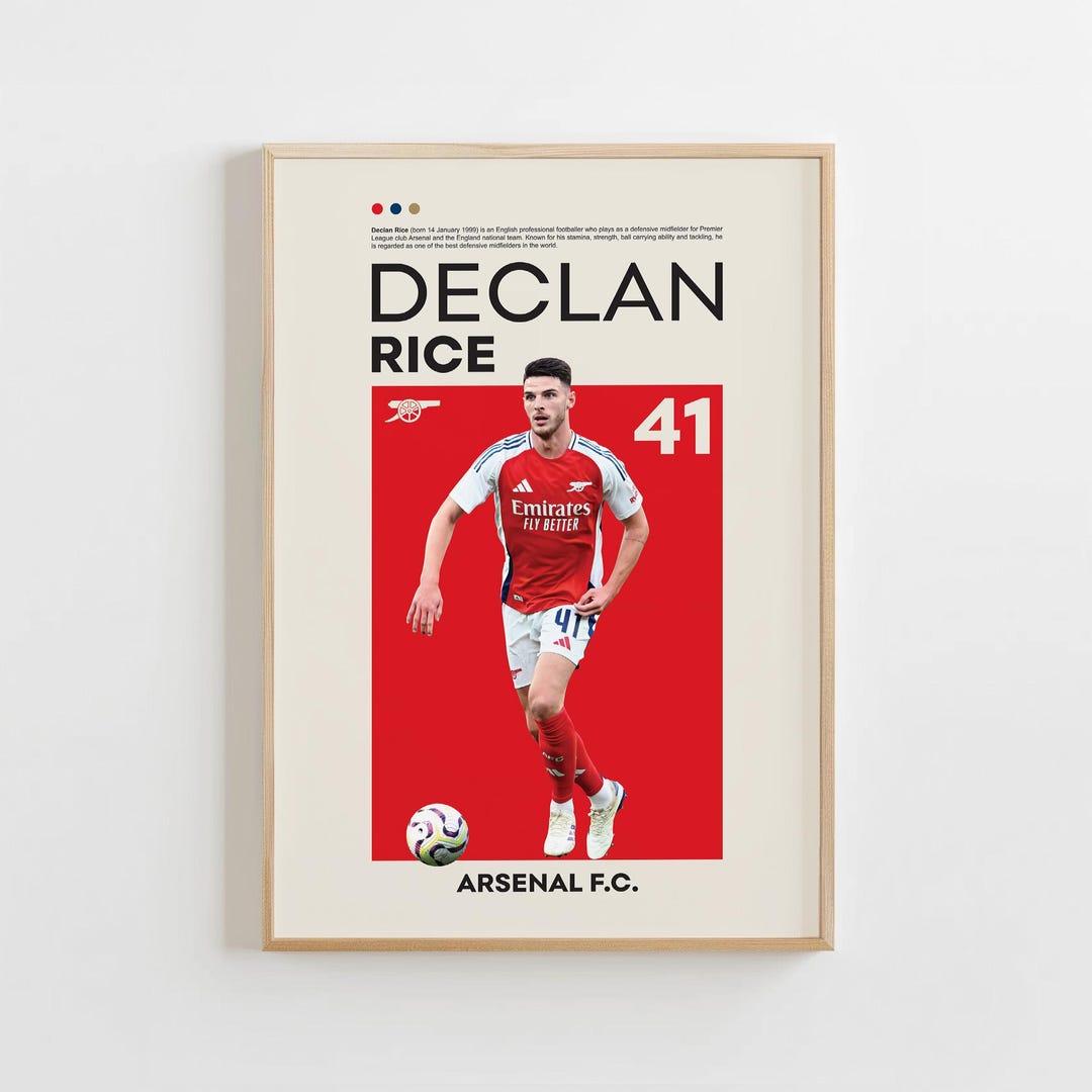 Declan Rice Poster, Arsenal Poster, Declan Rice Print Art, Gift Poster ...