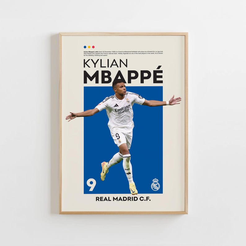 Kylian Mbappe Poster, Real Madrid Poster, Kylian Mbappe Print Art, Gift ...