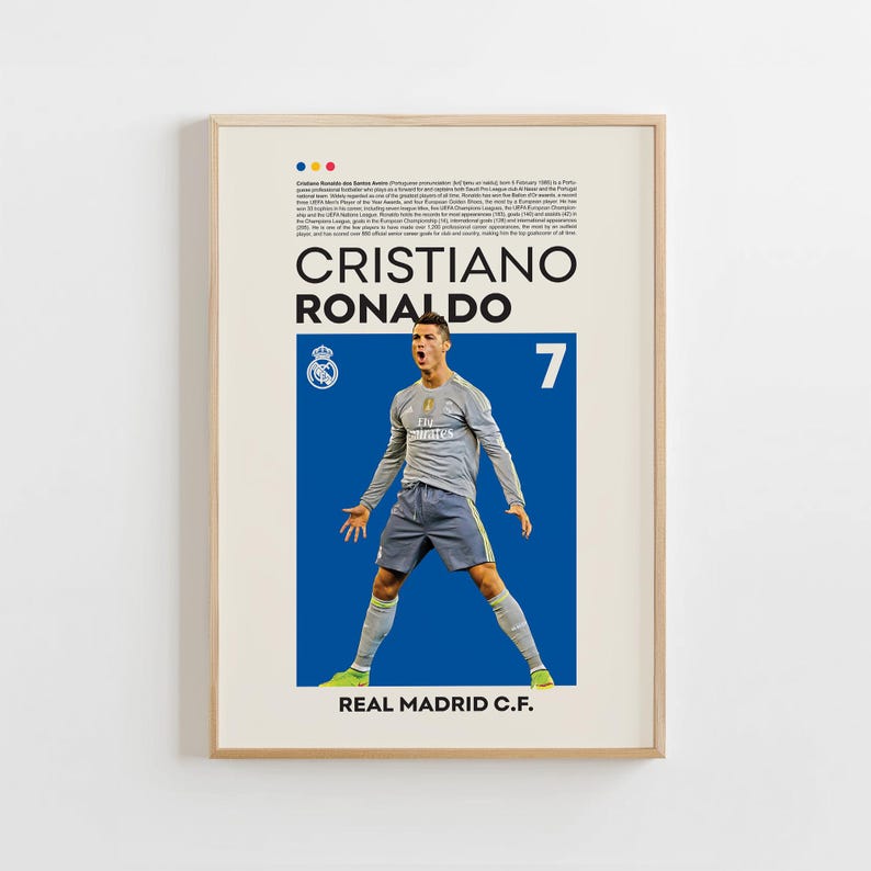 Cristiano Ronaldo Poster, Real Madrid Poster, Cristiano Ronaldo Print ...