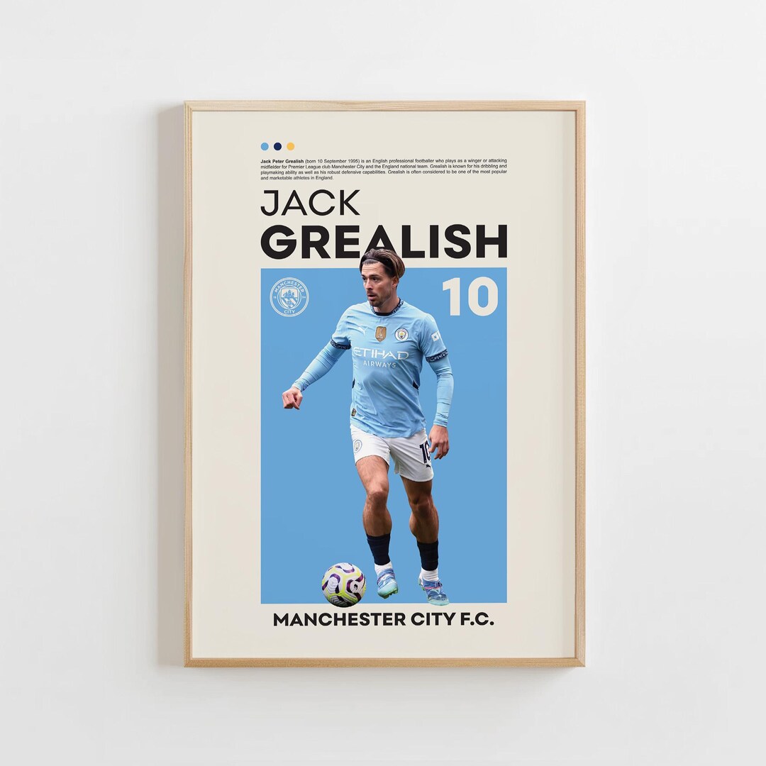 Jack Grealish Poster, Manchester City Poster, Jack Grealish Print Art ...