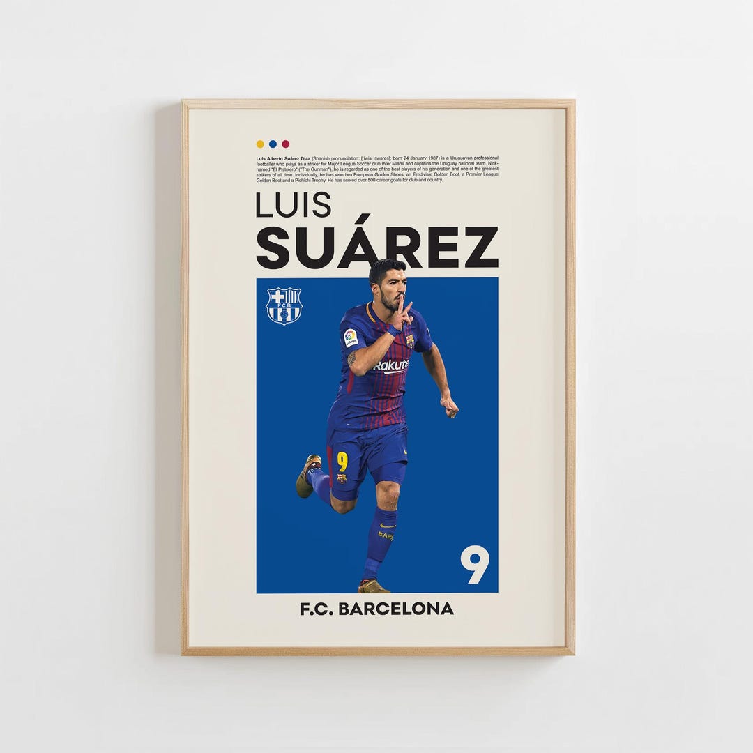 Luis Suarez Poster, Barcelona Poster, Luis Suarez Print Art, Gift ...