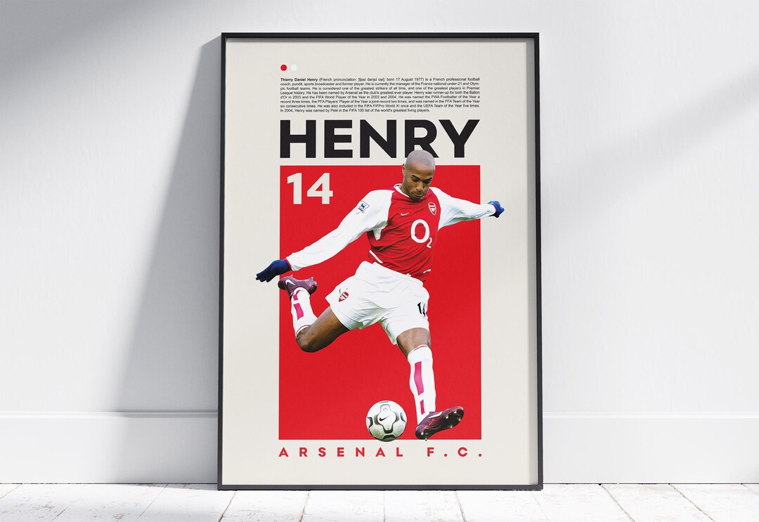 Thierry Henry Poster, Arsenal Poster, Thierry Henry Print Art, Gift ...