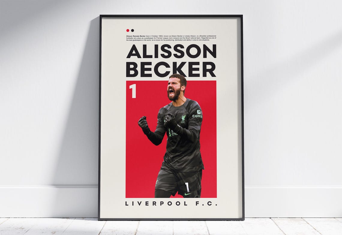 Alisson Becker Poster, Liverpool Poster, Alisson Becker Print Art, Gift ...