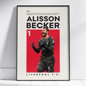 Alisson Becker Poster, Liverpool Poster, Alisson Becker Print Art, Gift ...