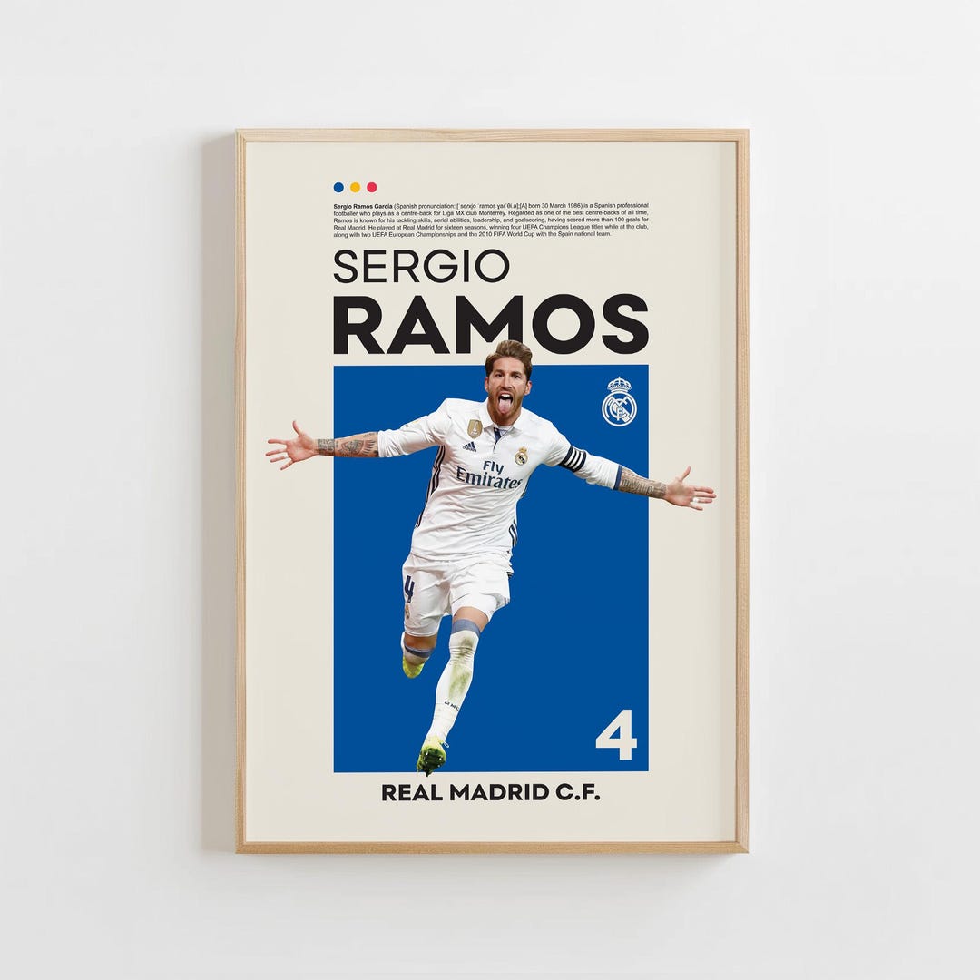 Sergio Ramos Poster, Real Madrid Poster, Sergio Ramos Print Art, Gift ...