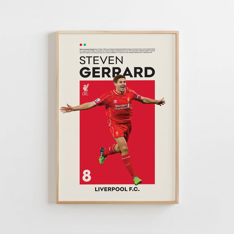 Steven Gerrard Poster, Liverpool Poster, Steven Gerrard Print Art, Gift ...