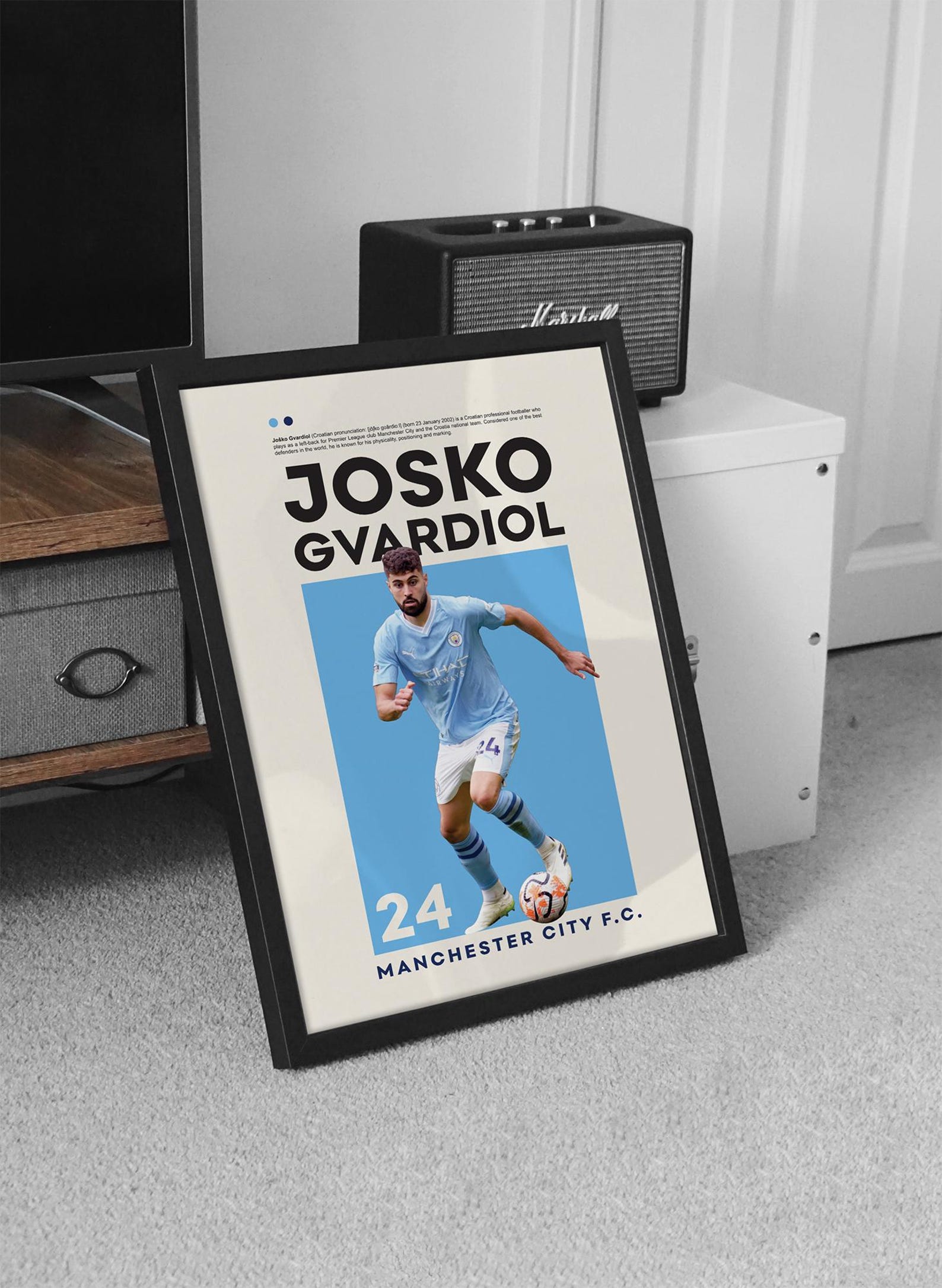 Josko Gvardiol Poster, Manchester City Poster, Josko Gvardiol Print Art ...
