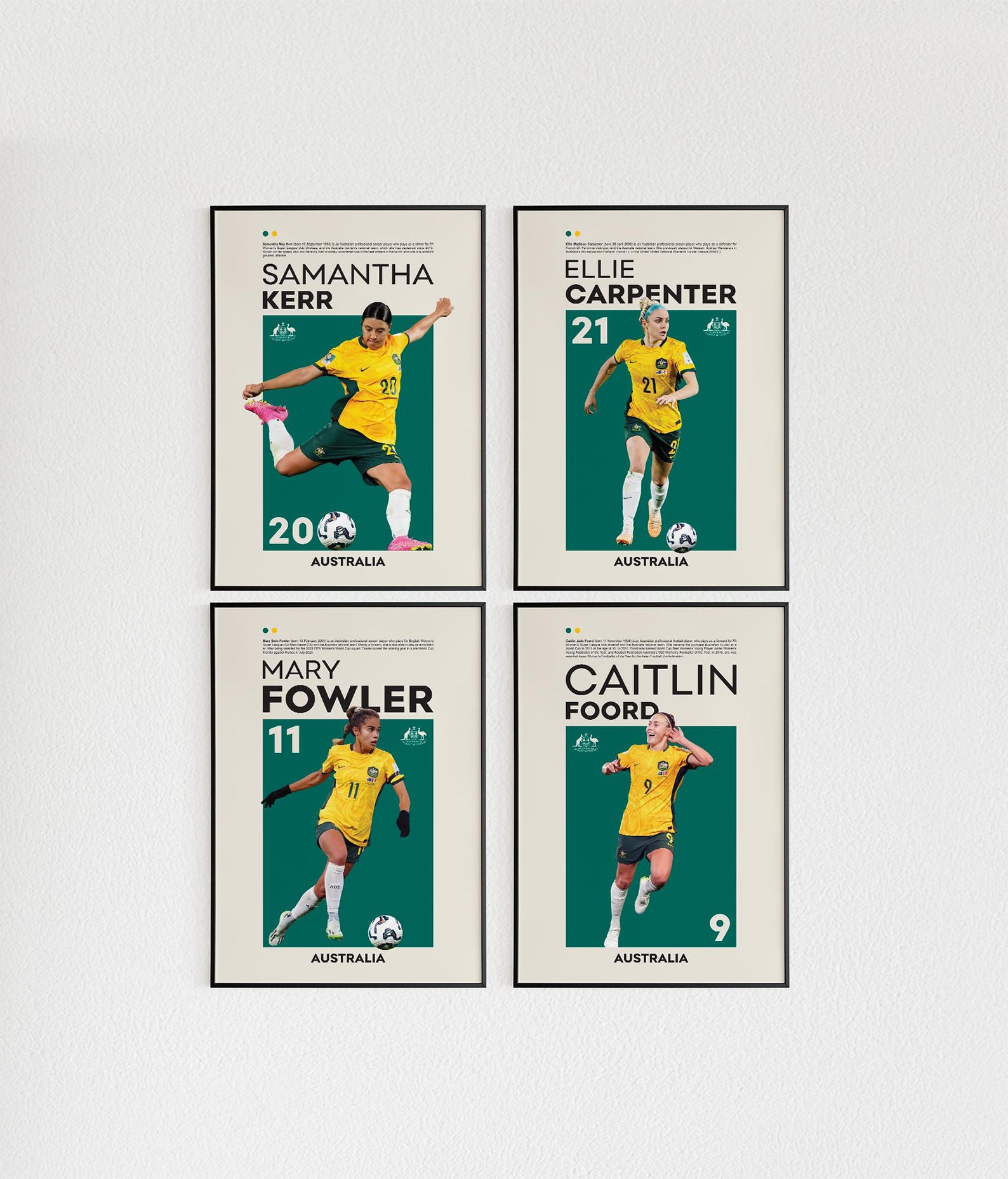 Matildas Poster Gift Set of 4 Bundle, Australia Women's Soccer Team ...