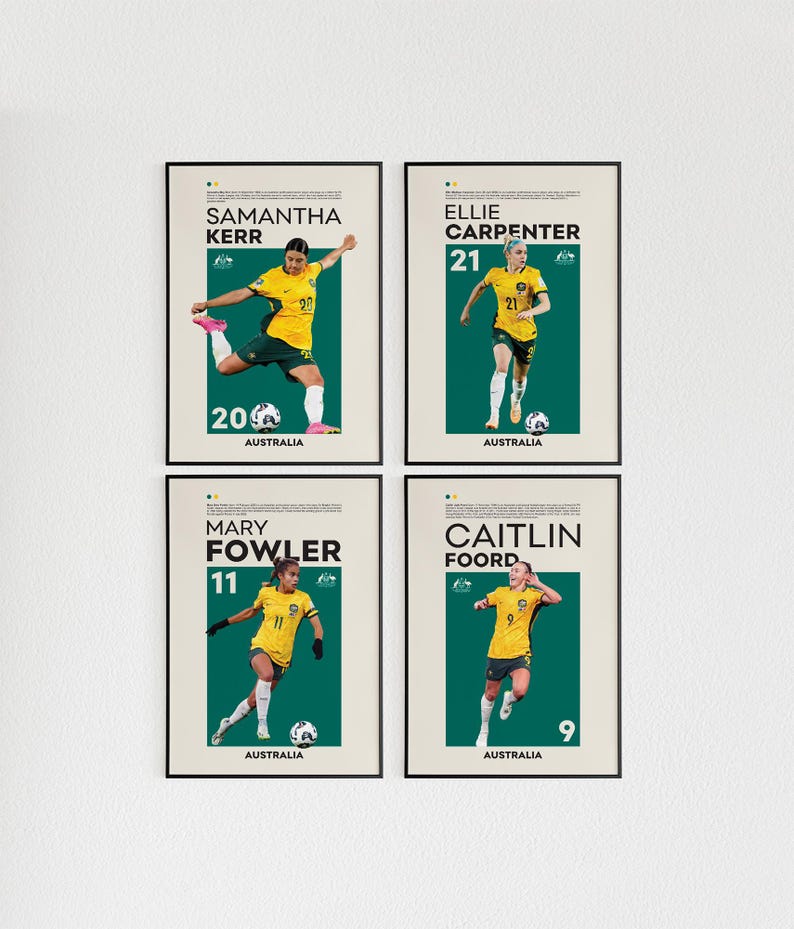 Matildas Poster Gift Set of 4 Bundle, Australia Women's Soccer Team ...