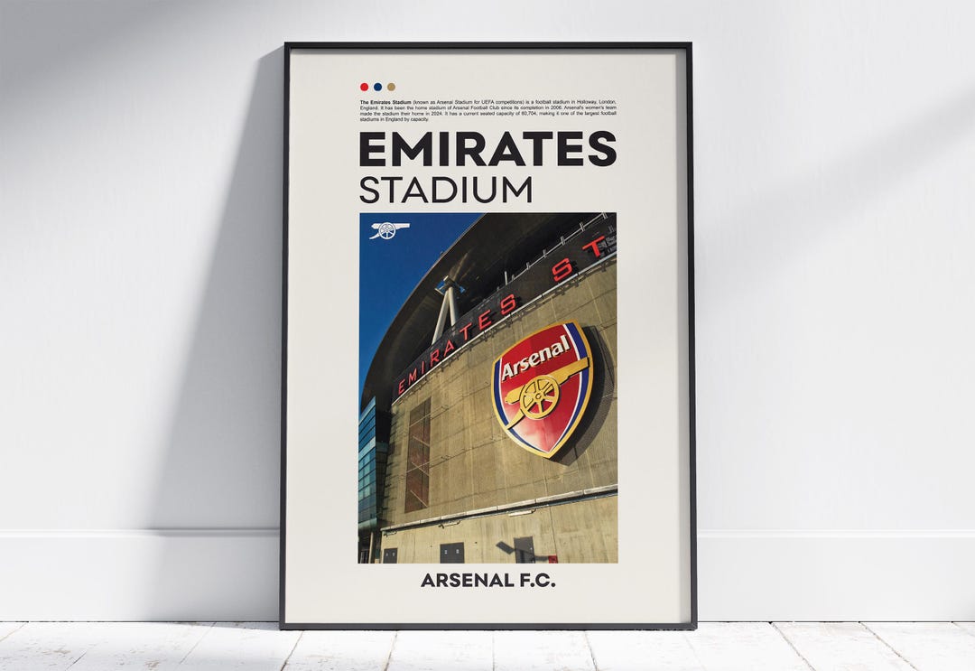Arsenal Poster, Emirates Stadium Poster, Decor of Arsenal Fun, Arsenal ...