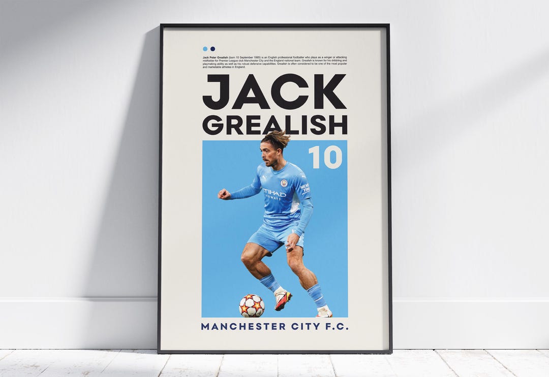 Jack Grealish Poster, Manchester City Poster, Jack Grealish Print Art ...
