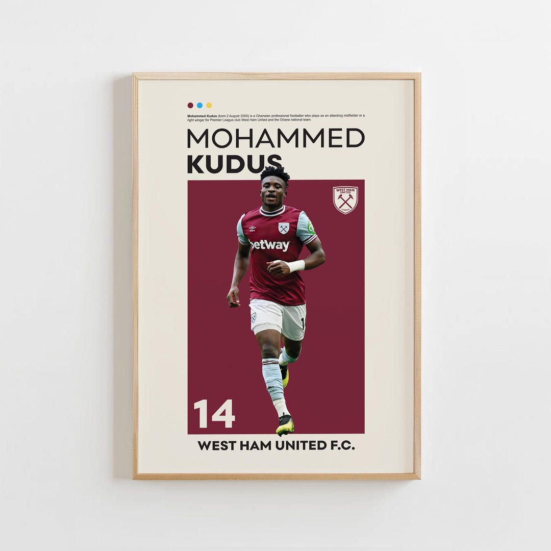 Mohammed Kudus Poster, West Ham United Poster, Mohammed Kudus Print Art ...