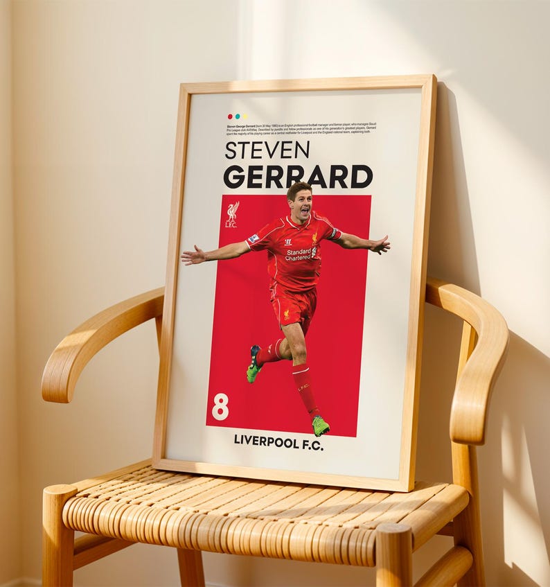 Steven Gerrard Poster, Liverpool Poster, Steven Gerrard Print Art, Gift ...