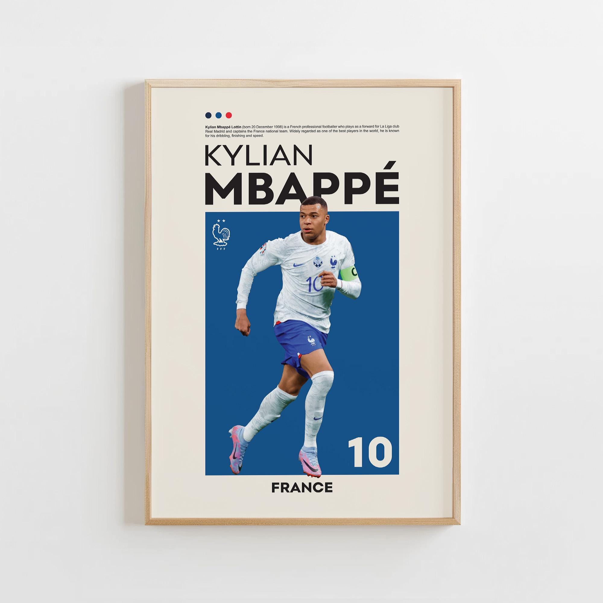 Kylian Mbappe Poster, France Poster, Kylian Mbappe Print Art, Gift ...