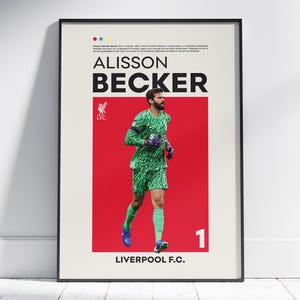Alisson Becker Poster, Liverpool Poster, Alisson Becker Print Art, Gift ...