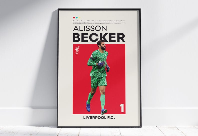 Alisson Becker Poster, Liverpool Poster, Alisson Becker Print Art, Gift ...