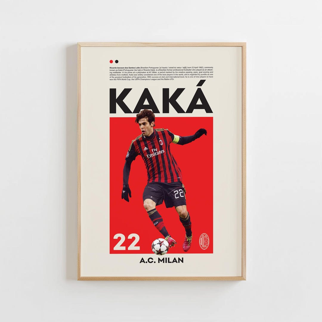 Kaka Poster, AC Milan Poster, Kaka Print Art, Gift Poster, Brazilian ...