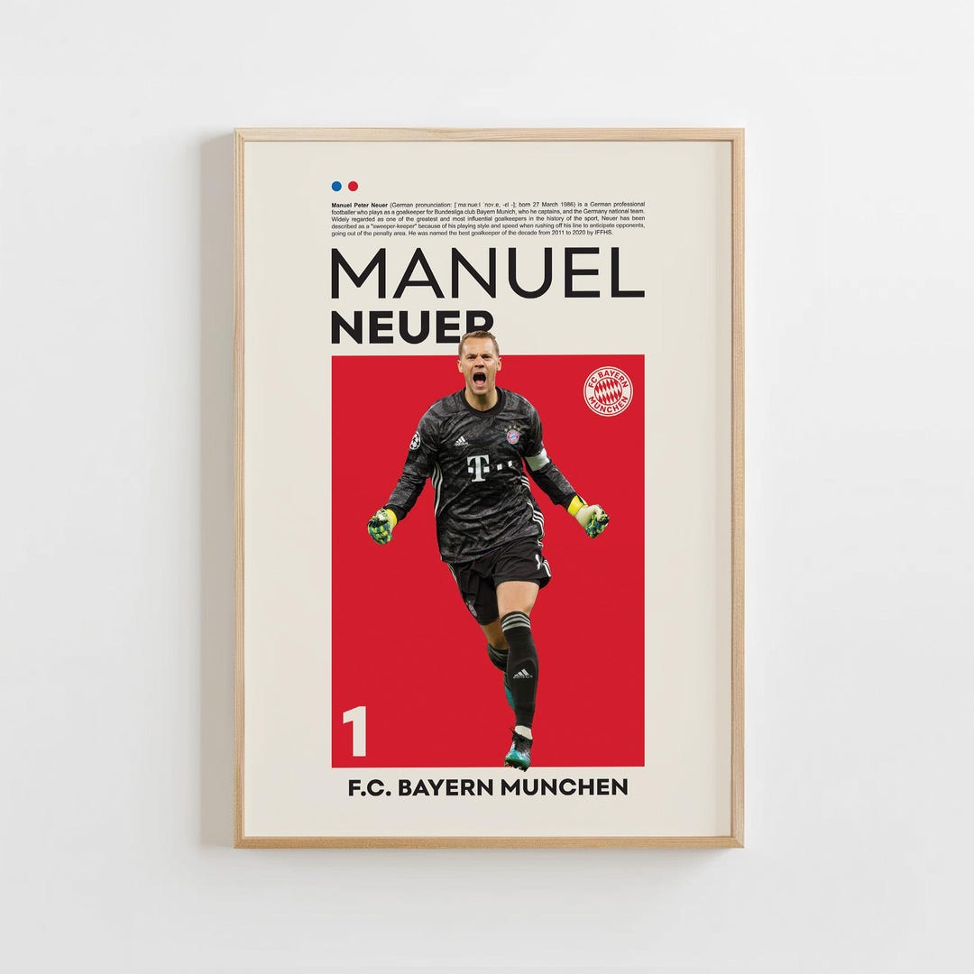 Manuel Neuer Poster, Bayern Munchen Poster, Manuel Neuer Print Art ...