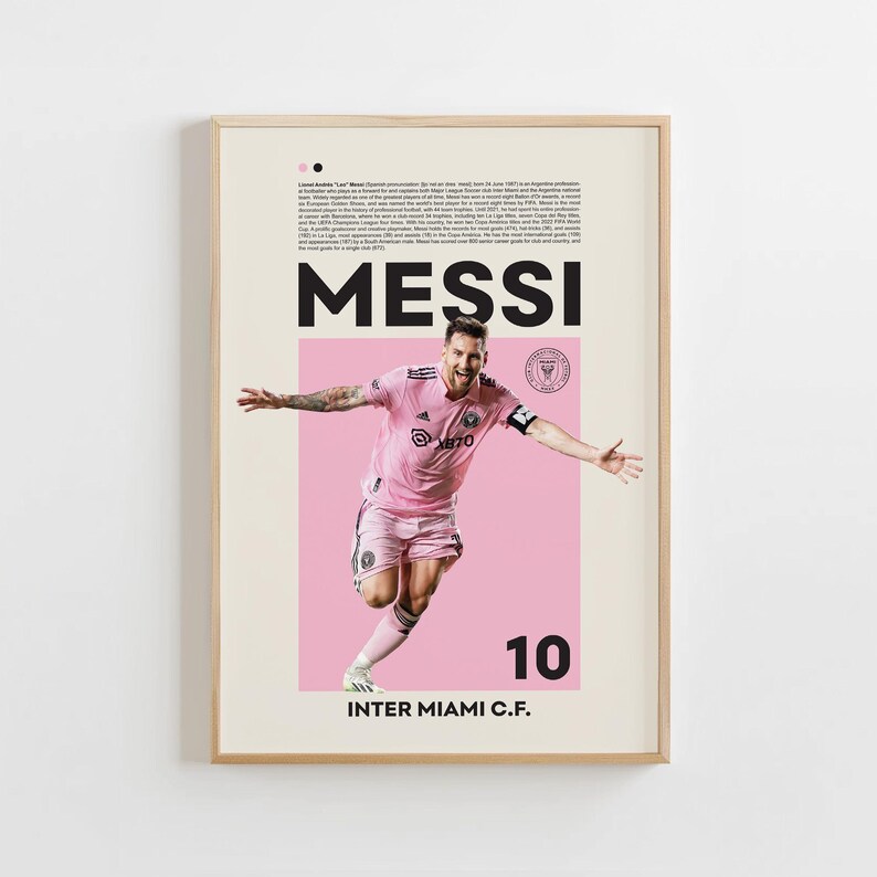 Lionel Messi Poster, Inter Miami Poster, Lionel Messi Print Art, Gift ...