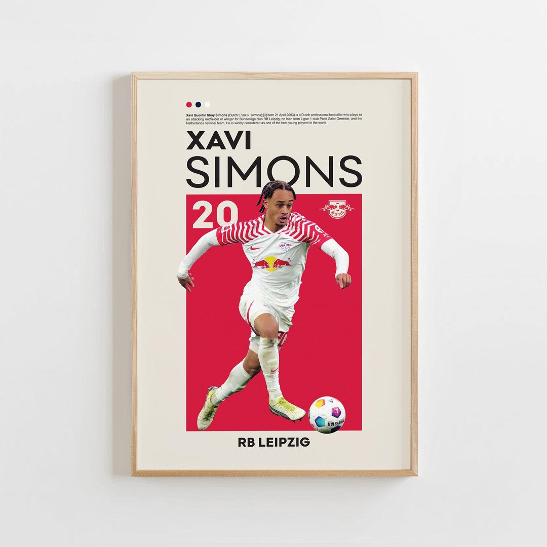 Xavi Simons Poster, RB Leipzig Poster, Xavi Simons Print Art, Gift ...