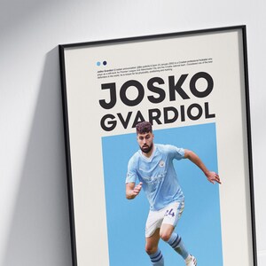 Josko Gvardiol Poster, Manchester City Poster, Josko Gvardiol Print Art ...