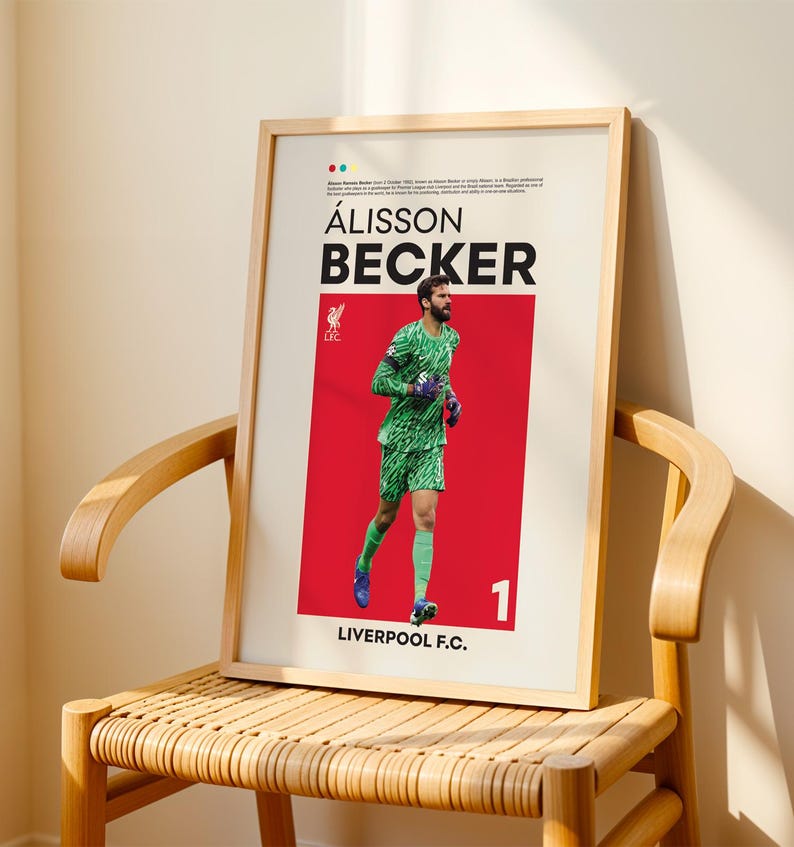 Alisson Becker Poster, Liverpool Poster, Alisson Becker Print Art, Gift ...