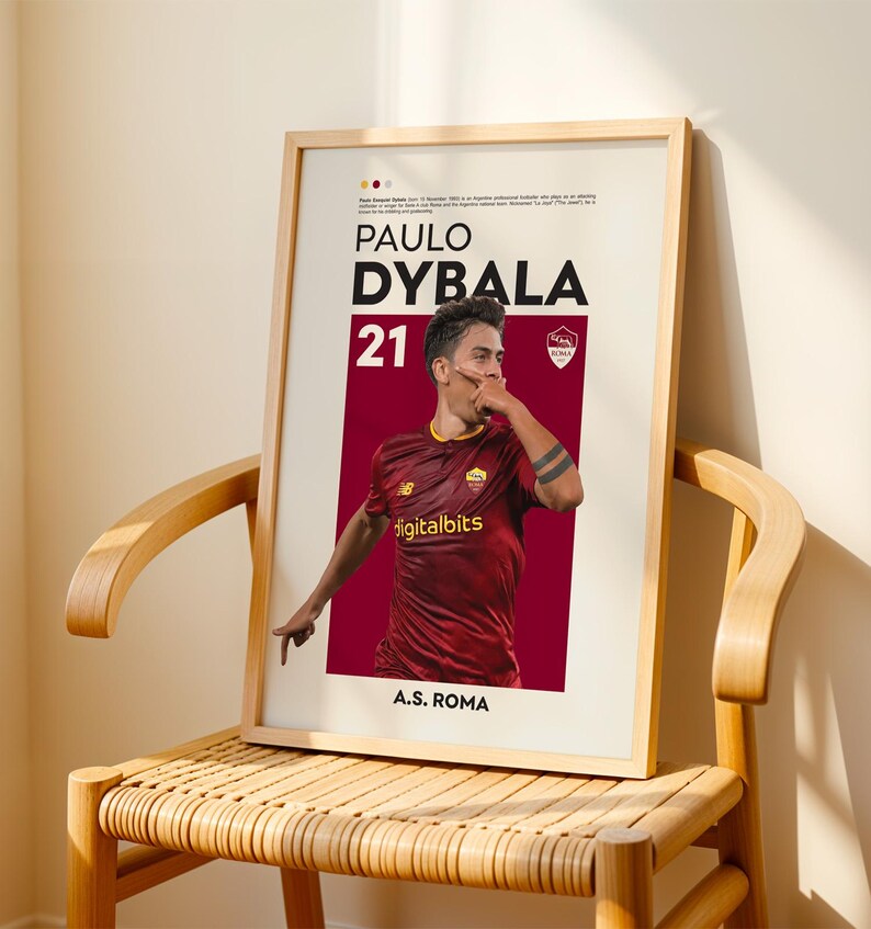 Paulo Dybala Poster, Roma Poster, Paulo Dybala Print Art, Gift Poster ...