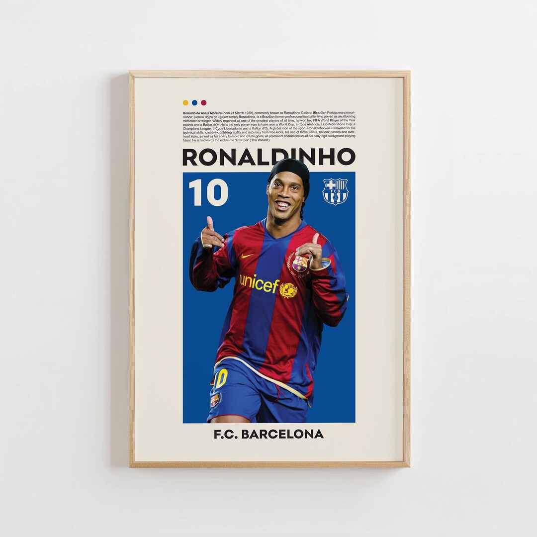 Ronaldinho Poster, Barcelona Poster, Ronaldinho Print Art, Gift Poster ...