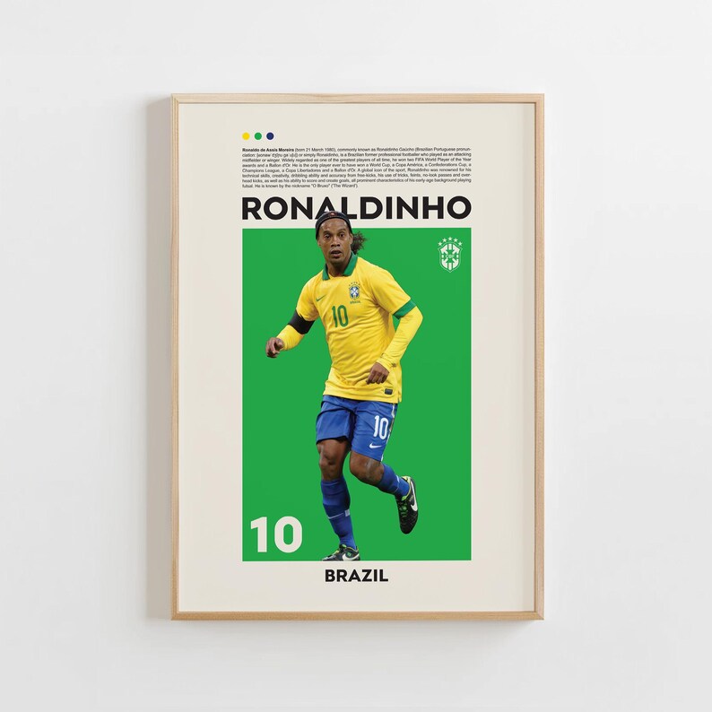 Ronaldinho Poster, Brazil Poster, Ronaldinho Print Art, Gift Poster ...