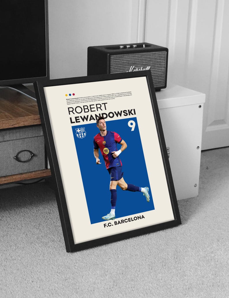 Robert Lewandowski Poster, Barcelona Poster, Robert Lewandowski Print ...