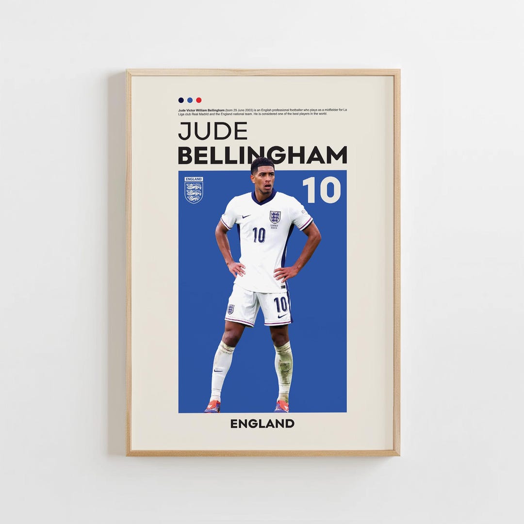 Jude Bellingham Poster, England Poster, Jude Bellingham Print Art, Gift ...