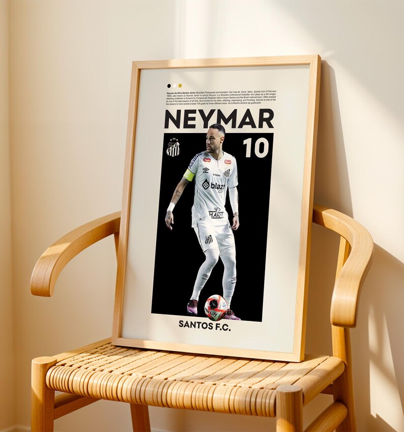 Neymar Poster, Santos Poster, Neymar Print Art, Gift Poster, Brazilian ...