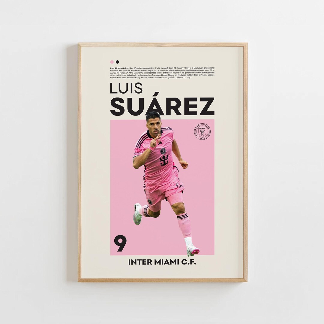 Luis Suarez Poster, Inter Miami Poster, Luis Suarez Print Art, Gift ...