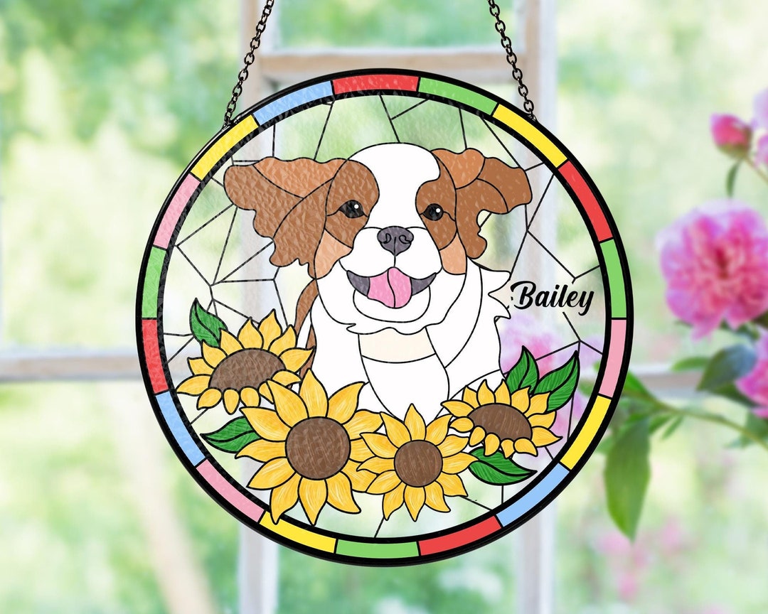Personalized Pet Memorial Suncatcher, Custom Pet Portrait Sun Catcher ...