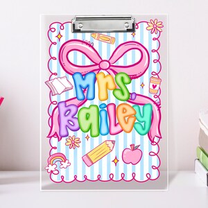 Preppy Teacher Clipboard, Custom Teacher Name Clipboard, Teacher ...