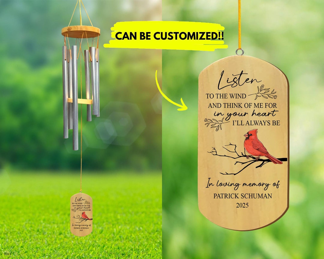 Personalized Memorial Cardinal Wind Chime, Custom Cardinal Wind Chime ...