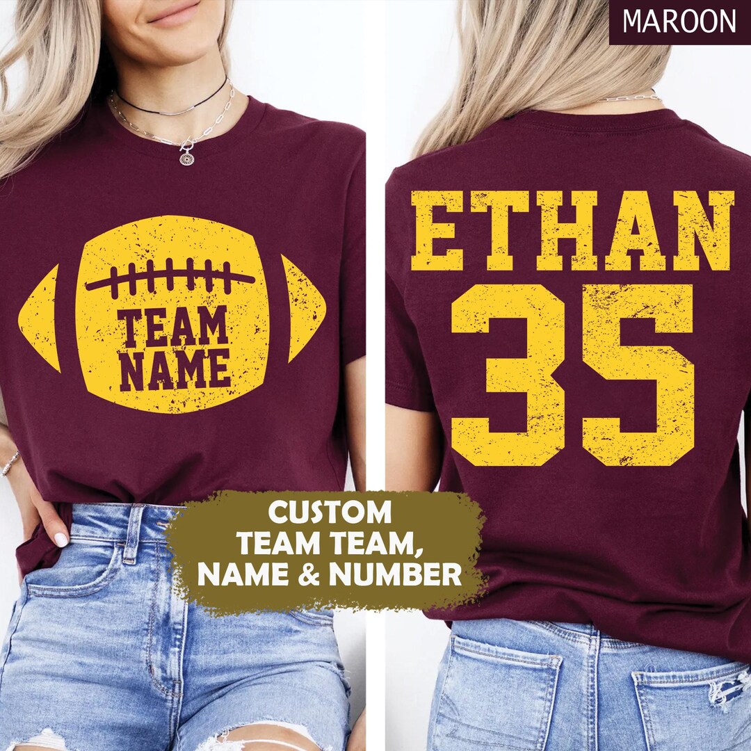 Custom Football Team Shirt With Name and Number, Football Game Day ...