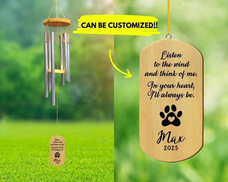 Personalized Pet Memorial Wind Chime, in Loving Memory, Loss of Pet ...